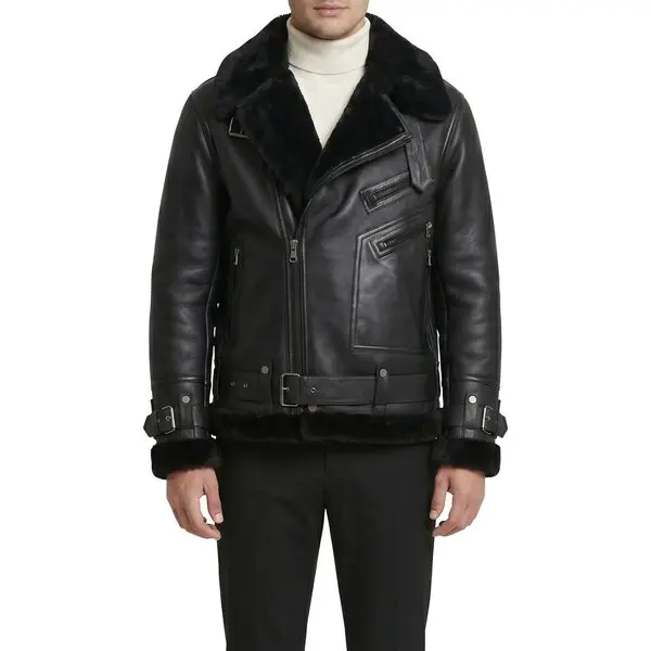 Gorski Genuine Shearling Moto Zip Jacket