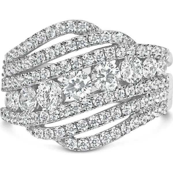 HAUS OF BRILLIANCE 925 Sterling 2.00 Ctw Lab Grown Diamond Cluster Band Ring - Silver