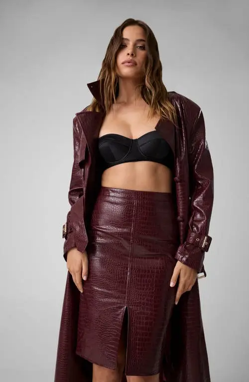 Guess Croc Embossed Faux Leather Pencil Skirt