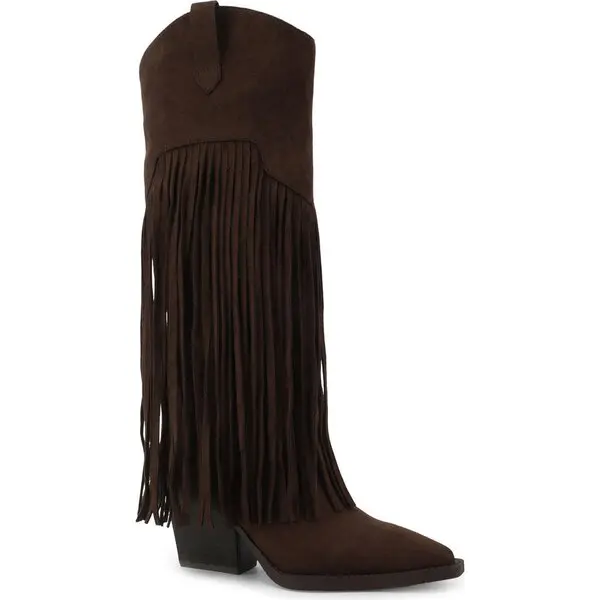 Vintage Havana Yuma Fringe Knee High Western Boot - Brown