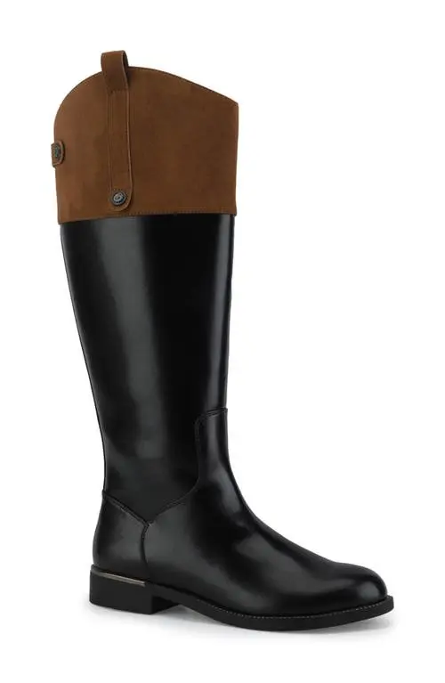 Vintage Havana Fog Knee High Leather Riding Boot - Black