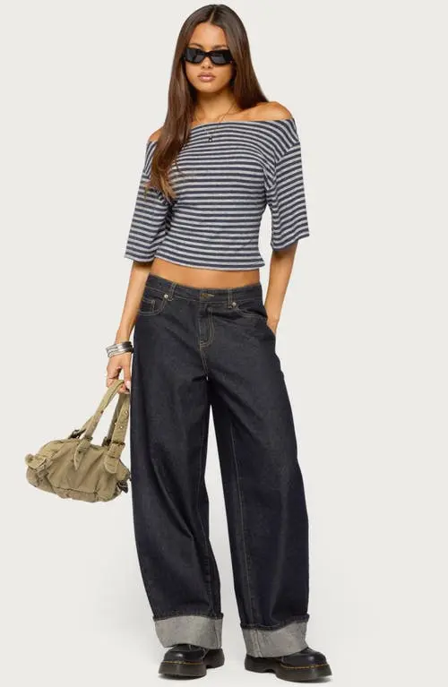 EDIKTED Jadan Striped Off Shoulder Top