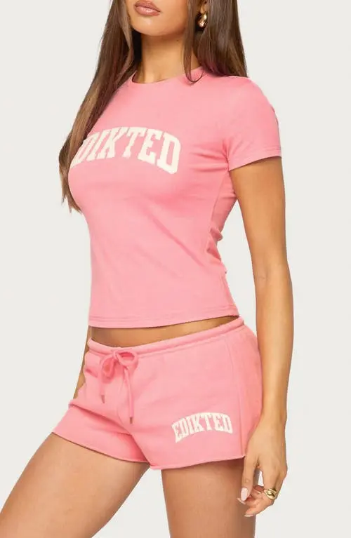 EDIKTED Sporty Babe Logo Stretch Cotton Blend T-shirt