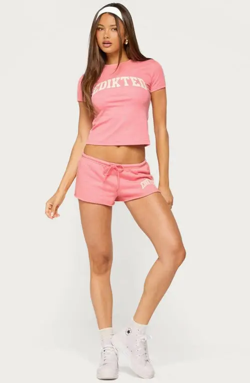 EDIKTED Sporty Babe Logo Stretch Cotton Blend T-shirt