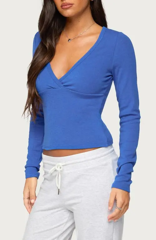 EDIKTED Doron V-neck Stretch Cotton Blend Top