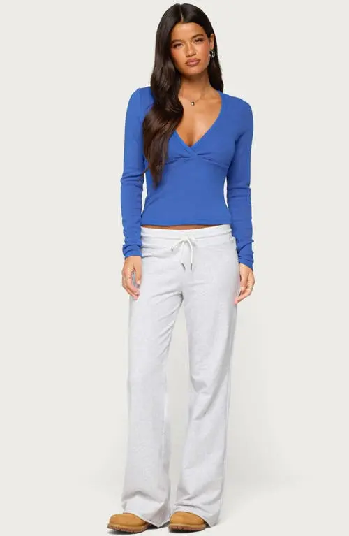 EDIKTED Doron V-neck Stretch Cotton Blend Top
