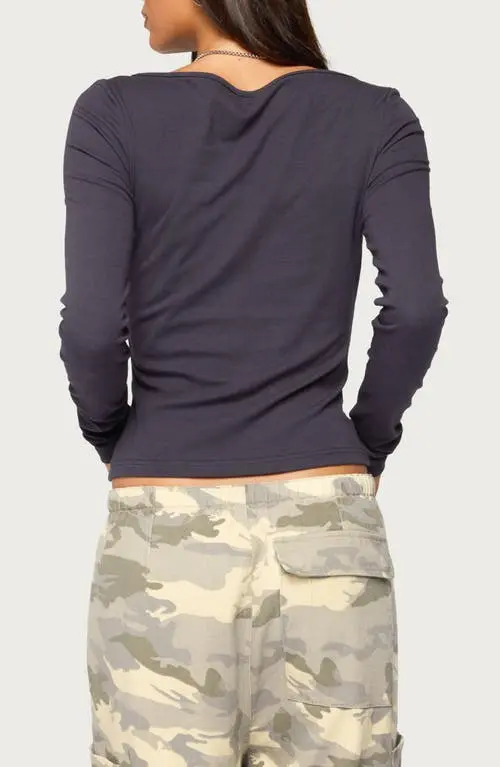 EDIKTED Savi Boat Neck Stretch Cotton Blend Top