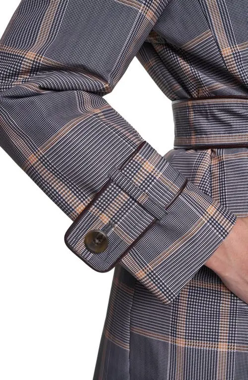 Cole Haan Plaid Double Breasted Trench Coat