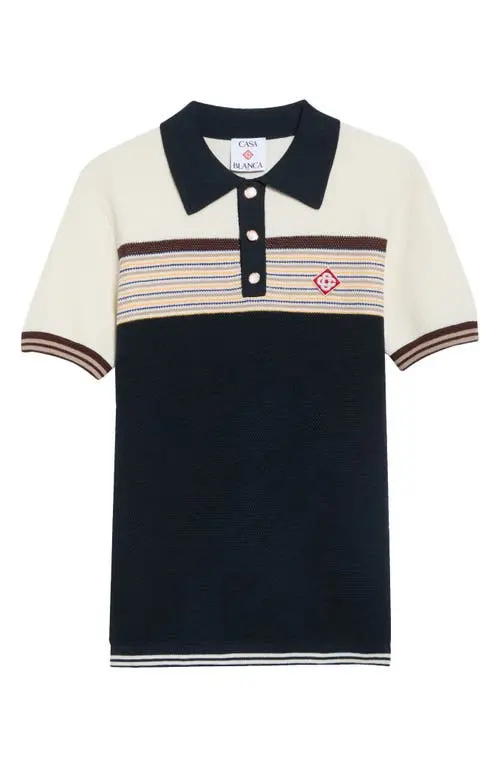 Casablanca Café Stripe Cotton & Wool Polo