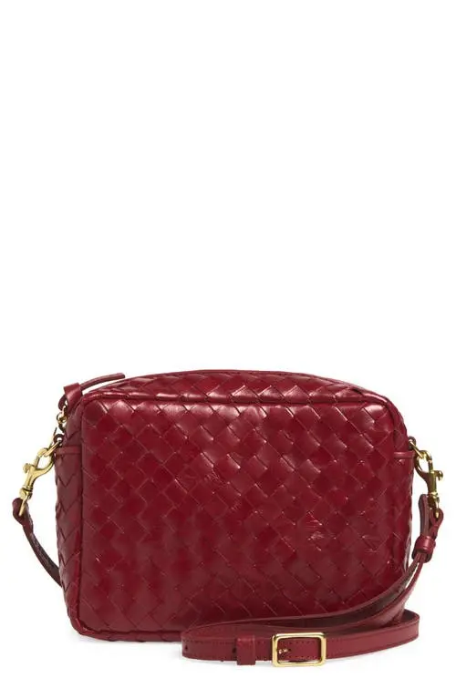 Clare V. Midi Sac Woven Leather Crossbody Bag - Garnet