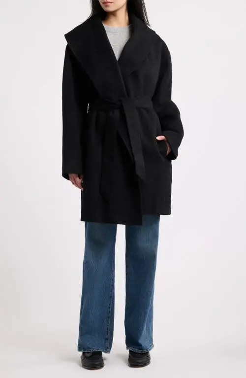 BOSS Cariby Belted Wool Blend Coat - Black