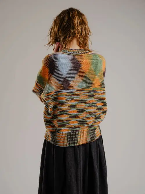 DEGEN Space Dye Dot Alpaca Cardigan - Storm