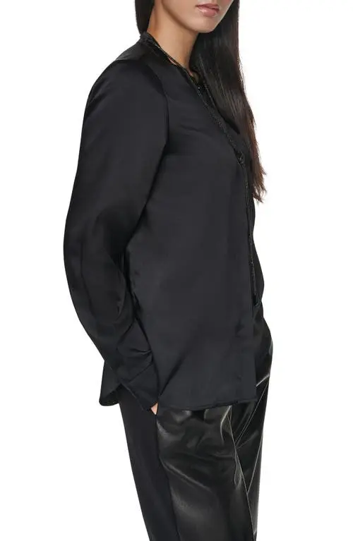 Dkny Embellished Necktie Long Sleeve Shirt