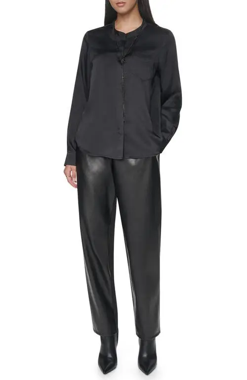 Dkny Embellished Necktie Long Sleeve Shirt