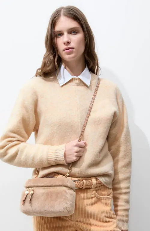 Tory Burch Romy Genuine Shearling Slim Top Handle Bag