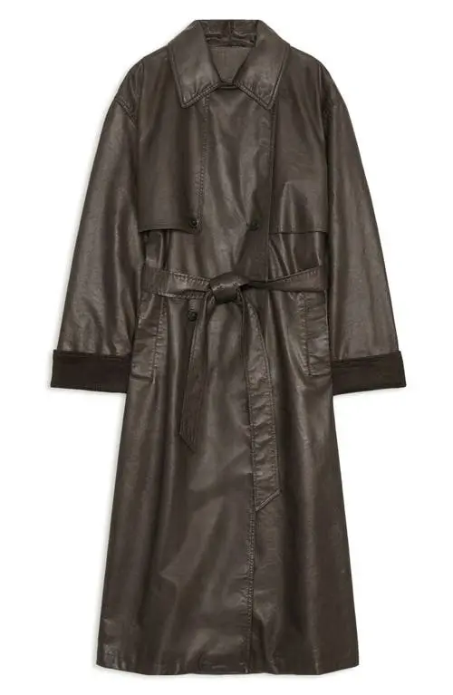 NOIZE Abby Faux Leather Trench Coat