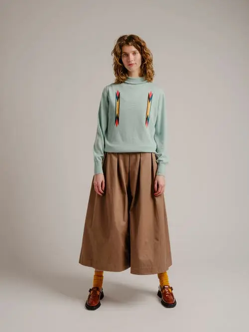 DEGEN Butterfly Intarsia Merino Turtleneck - Sky