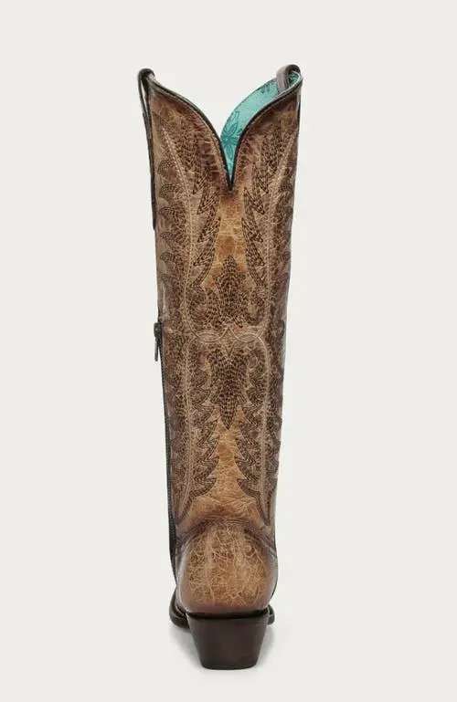CORRAL Embroidered Cowhide Snip Toe Tall Boots