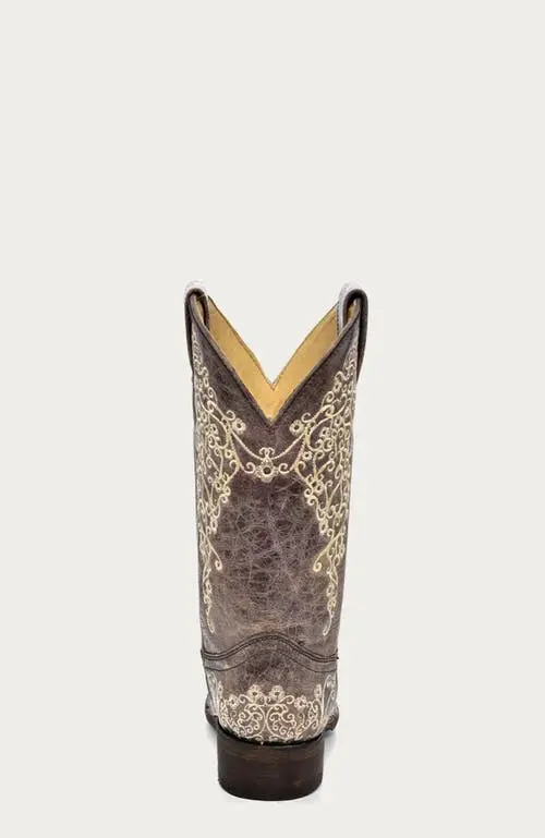 CORRAL Cowhide Embroidered Distressed Square Toe Western Boots