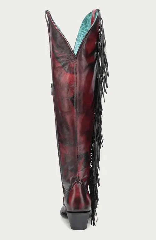 CORRAL Lamb Embroide Overlay Pointed Toe Tall Boots