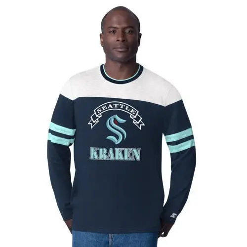 STARTER Deep Sea Blue Seattle Kraken Blitz Durene Long Sleeve T-shirt - Navy