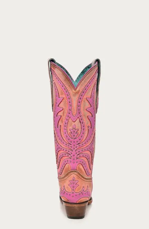 CORRAL Stitched Leather Overlay Studded Snip Toe Western Boots