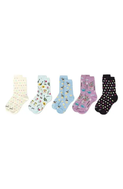 MEMOI Assorted 5-pack Crew Socks - White Multi