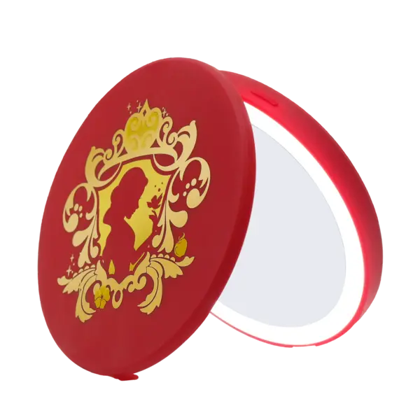 IMPRESSIONS VANITY Snow White Compact Mirror With Wireless Power Bank Base - Red