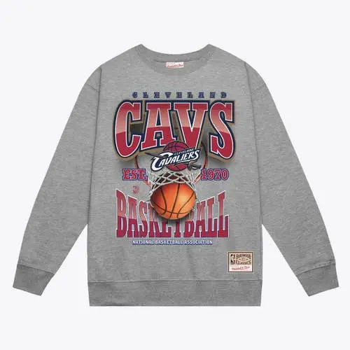 Mitchell & Ness Cleveland Cavaliers Hardwood Classics Tri 2.0 Crewneck Sweatshirt - Gray