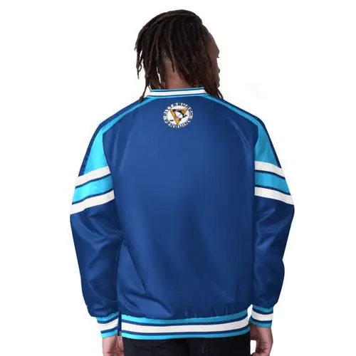 STARTER Pittsburgh Penguins Reliever V-neck Pullover Jacket - Blue