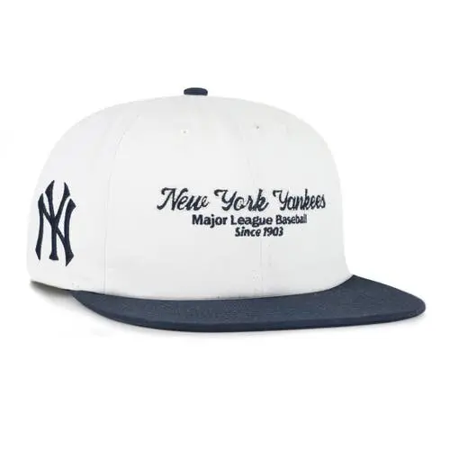 '47 Navy New York Yankees Script Stack Relaxed Captain Snapback - White