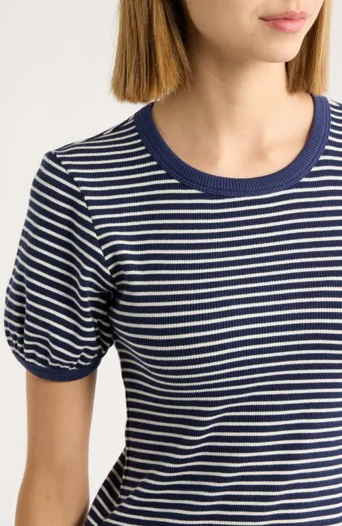 Rag & Bone The Essential Rib Striped Tee - Navy Multi
