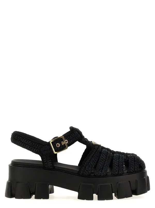 Prada Monolith' Sandals - Black