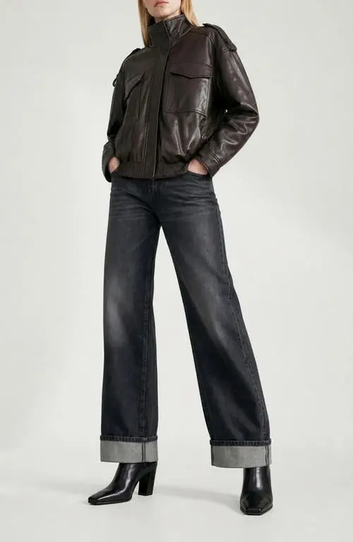 NOIZE Angele Faux Leather Bomber Jacket