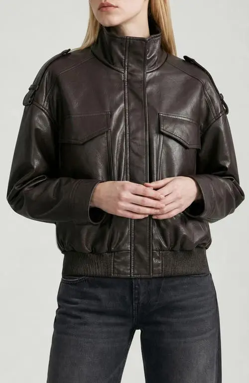 NOIZE Angele Faux Leather Bomber Jacket