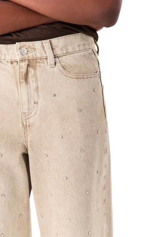 Maje Wide-leg Rhinestone Jeans - Beige
