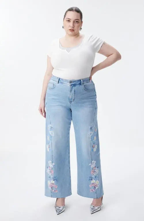 BAYEAS Embroidered High Waist Wide Leg Jeans