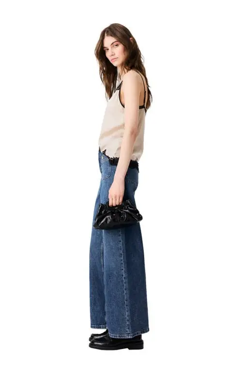 Maje Wide-leg Jeans With Patch Pockets - Blue