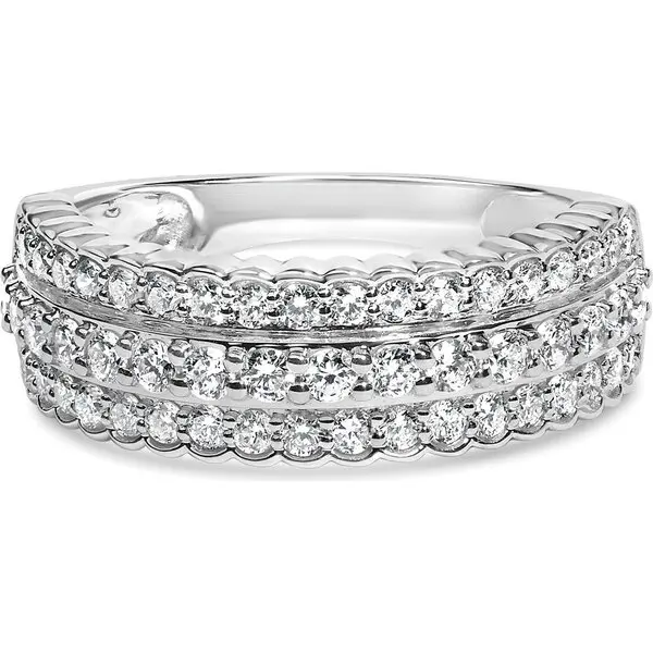 HAUS OF BRILLIANCE Silver 1.0 Cttw Lab Grown Diamond 3 Row Band Ring - White