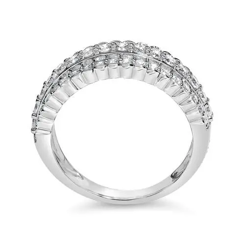 HAUS OF BRILLIANCE Silver 1.0 Cttw Lab Grown Diamond 3 Row Band Ring
