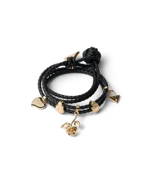 Prada Braided Nappa Leather Bracelet - Black