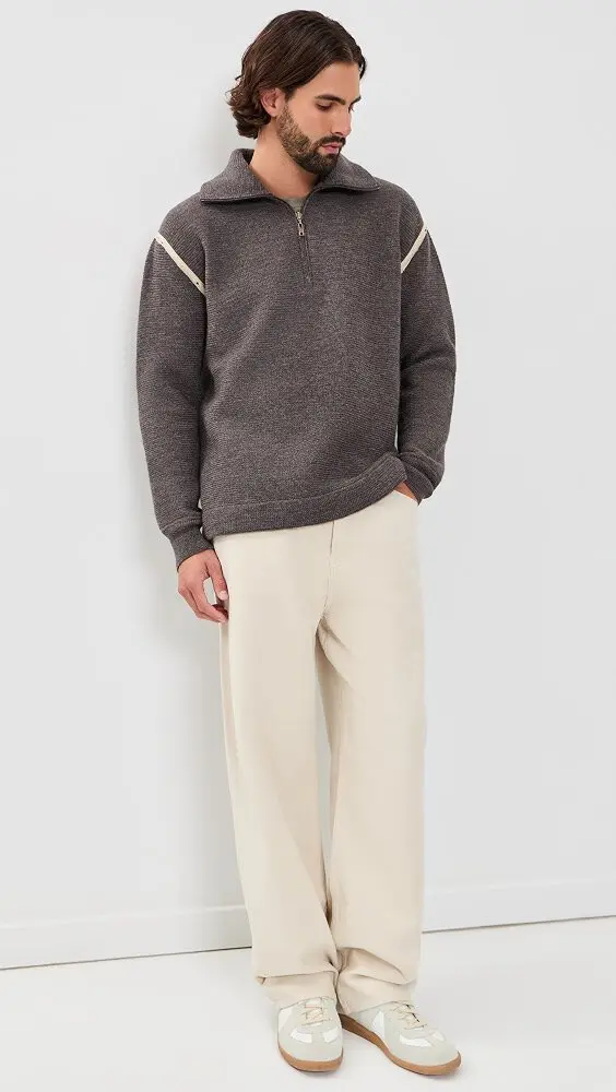 MAISON MARGIELA Elbow Patch Quarter Zip Sweater