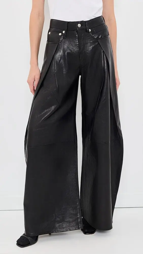 R13 Fold Over 5-pocket Lambskin Leather Pants