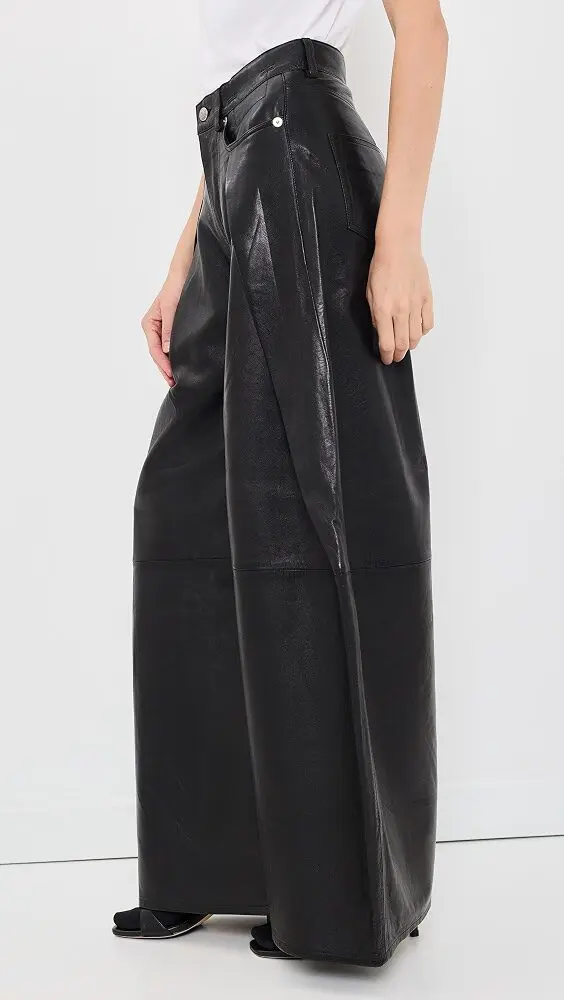 R13 Fold Over 5-pocket Lambskin Leather Pants
