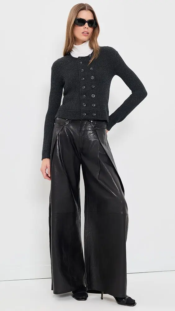 R13 Fold Over 5-pocket Lambskin Leather Pants