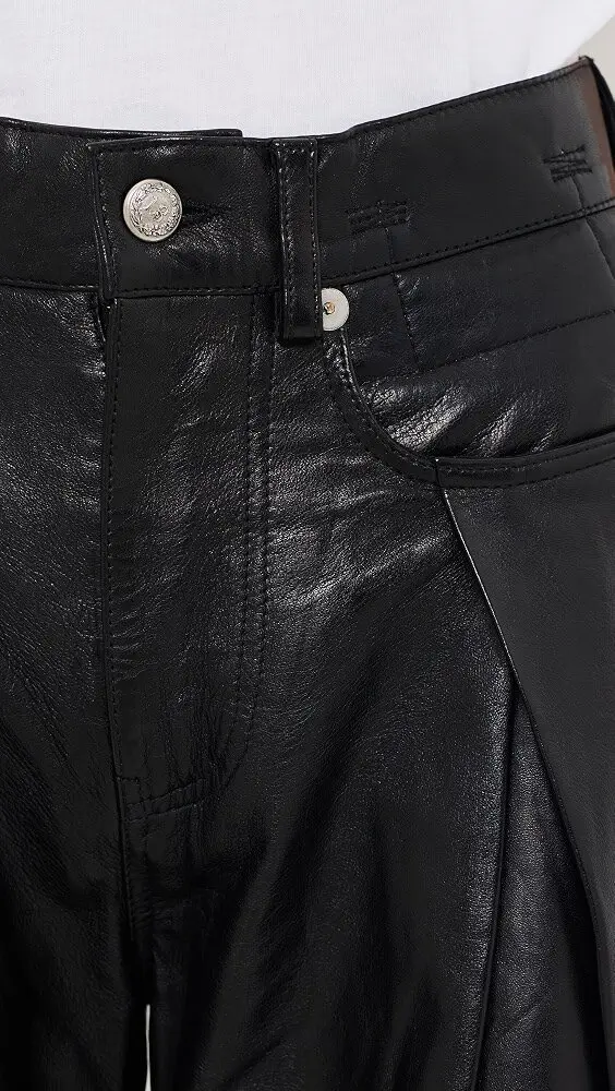 R13 Fold Over 5-pocket Lambskin Leather Pants