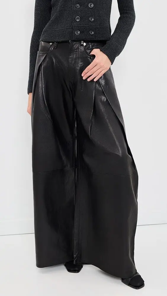 R13 Fold Over 5-pocket Lambskin Leather Pants