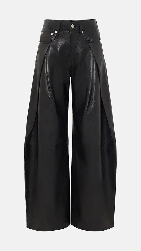 R13 Fold Over 5-pocket Lambskin Leather Pants