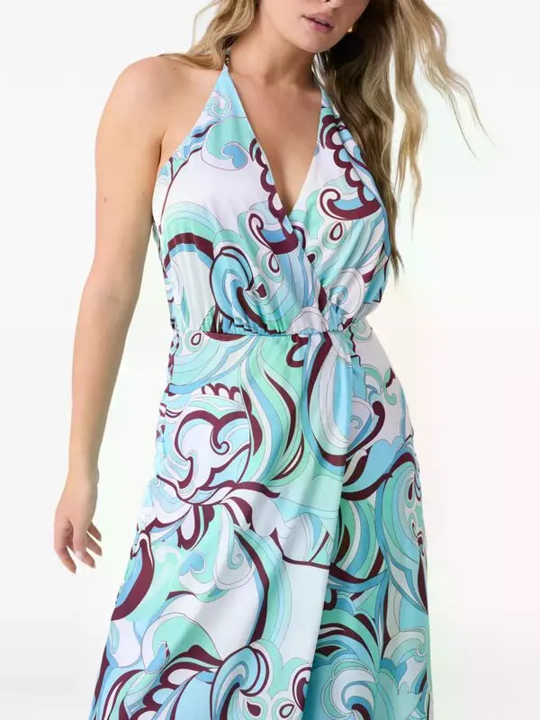Guess Abstract-print Halterneck Maxi Dress