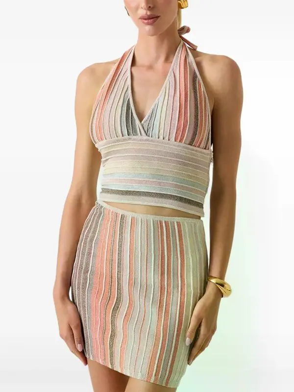 Guess Striped Halterneck Top - Neutrals